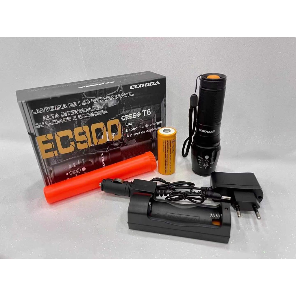 Lanterna Tática Militar Ecooda-EC 900 Zoom Recarregável | Shopee Brasil