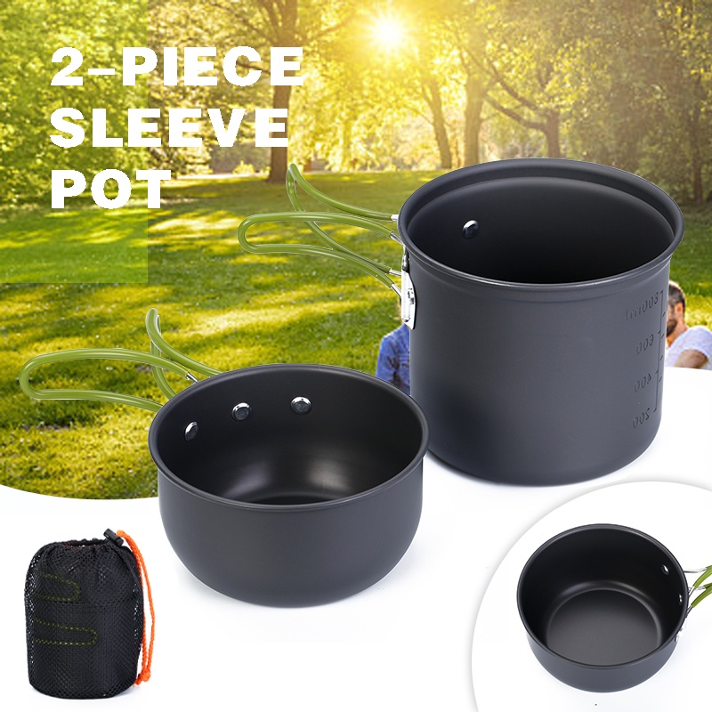 Outdoor Nonstick Camping Cooking Bowl Pots Pans Portable Hiking ...