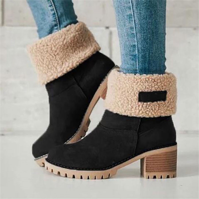 Botas De Inverno Mulheres Pele Neve Quente Sapatos Confortáveis Casuais ...