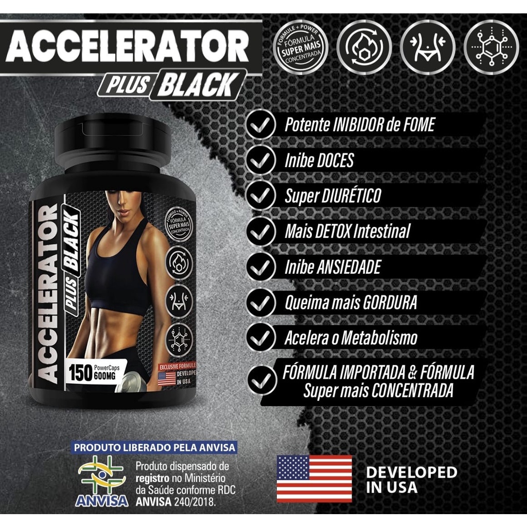 Accelerator Plus Black - 150 cápsulas | Shopee Brasil