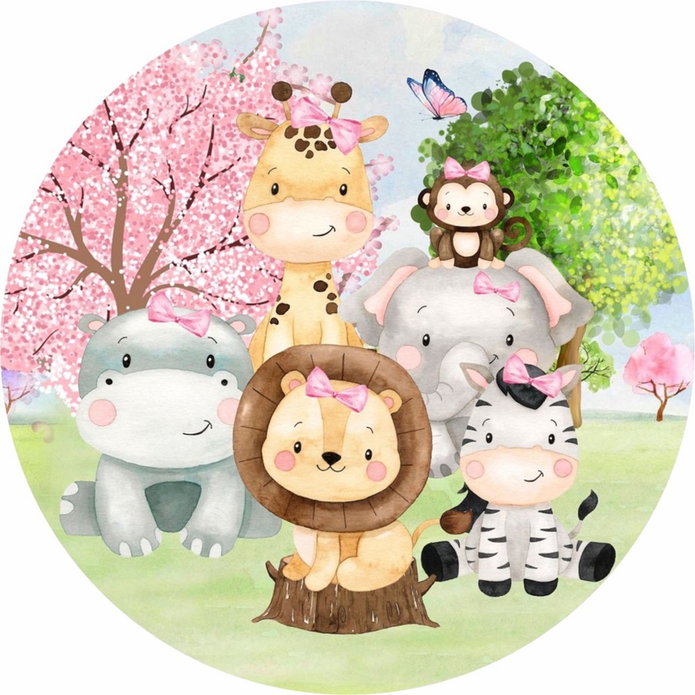 Painel em lona Fosca Redondo Safari Baby Aquarela | Shopee Brasil Painel em lona Fosca Redondo Safari Baby Aquarela | Shopee Brasil