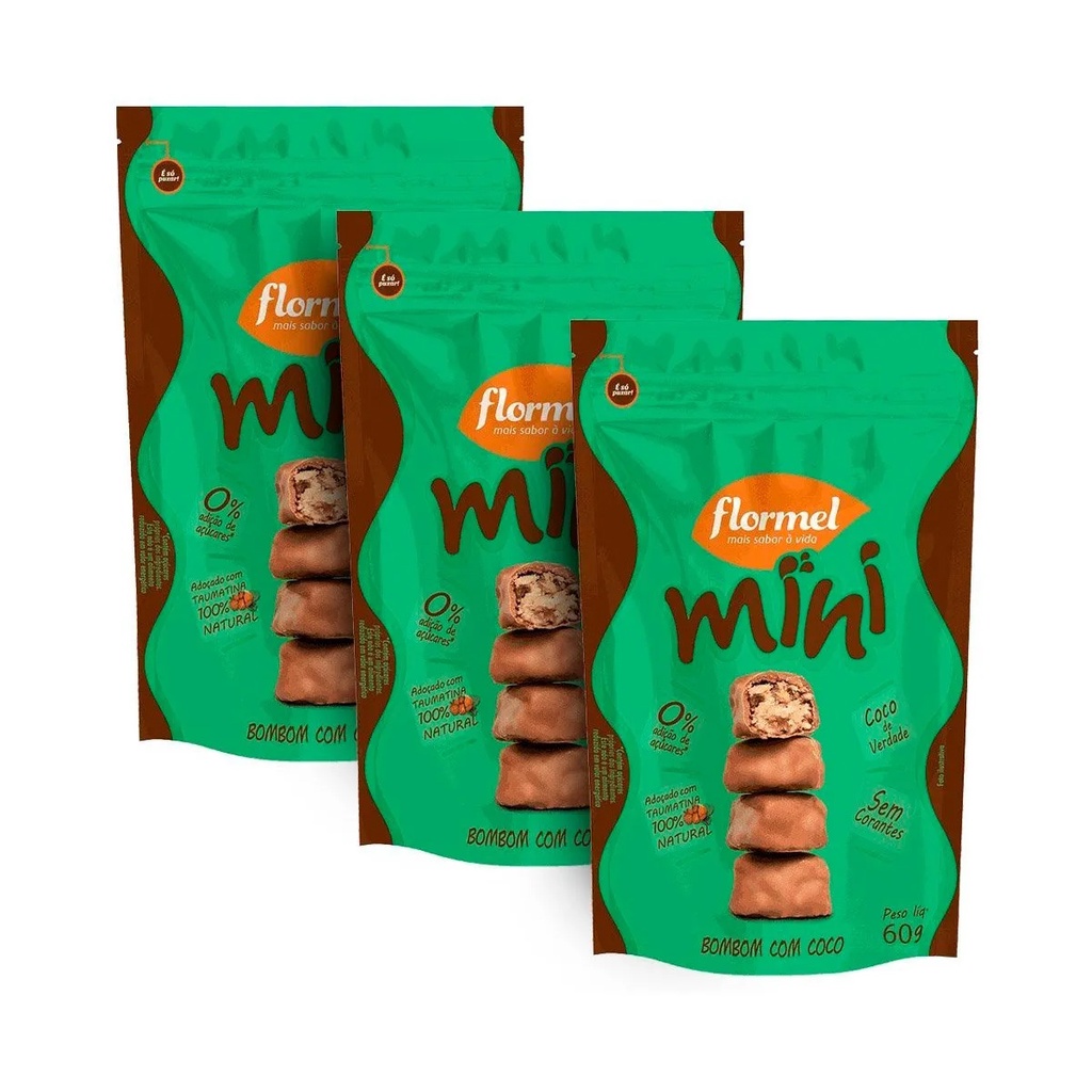 3 Mini Bombom Coco 60g Flormel | Shopee Brasil