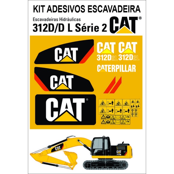 Kit Adesivos Escavadeira Caterpillar 312D2L | Shopee Brasil