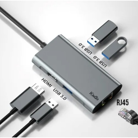 Hub Kingo 1014 Adaptador Hub Usb-c Usb 3.0 Hdmi 4k Ethernet Rj45 ...