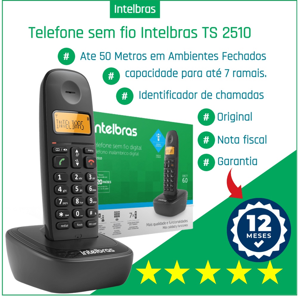 Telefone Sem Fio com identificador de chamadas residencial e escritório ...