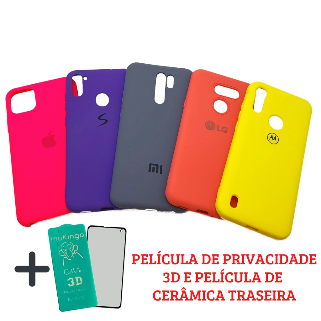KIT CAPINHA CASE AVELUDADA + PELÍCULA 3D DE PRIVACIDADE + PELÍCULA DE CERÂMICA TRASEIRA | Shopee ...