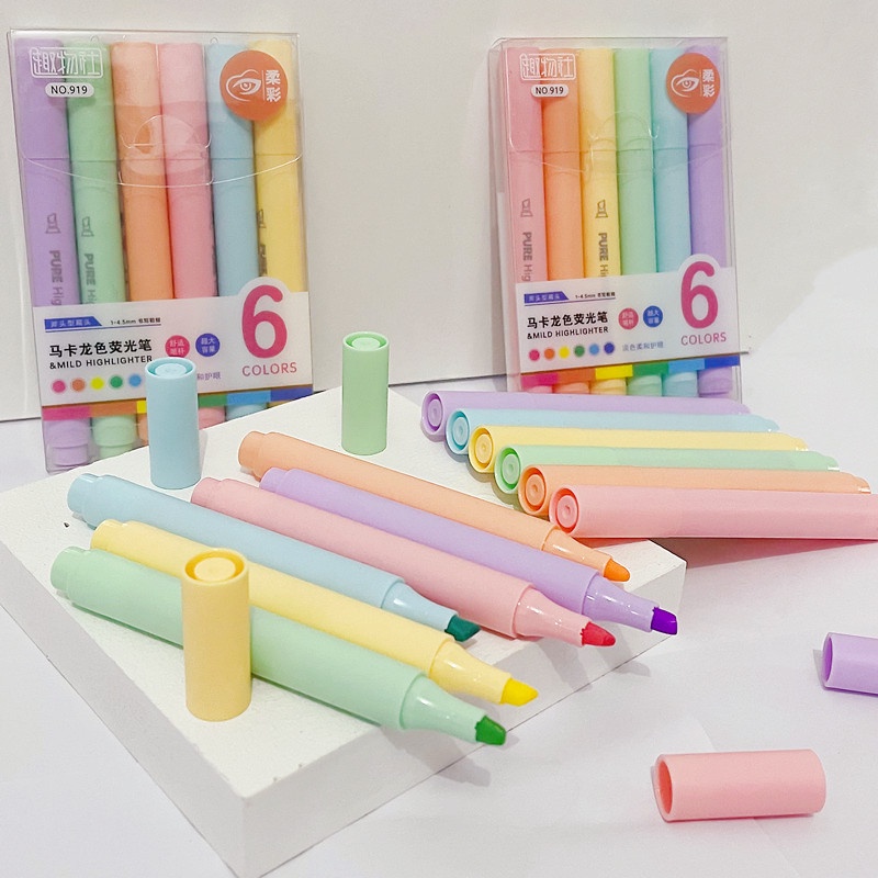 6pcs/set Destacador Multicolor Portátil Macaron Marcador De Cor ...