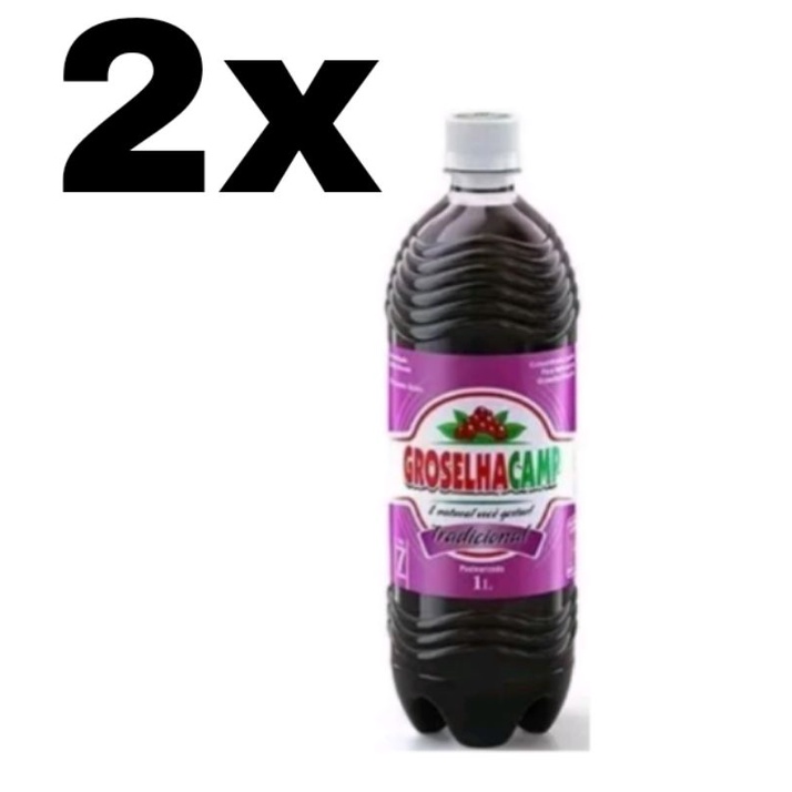 kit com 2 Xarope Líquido groselhacamp sabor groselha - 1 Litro rende 9 ...