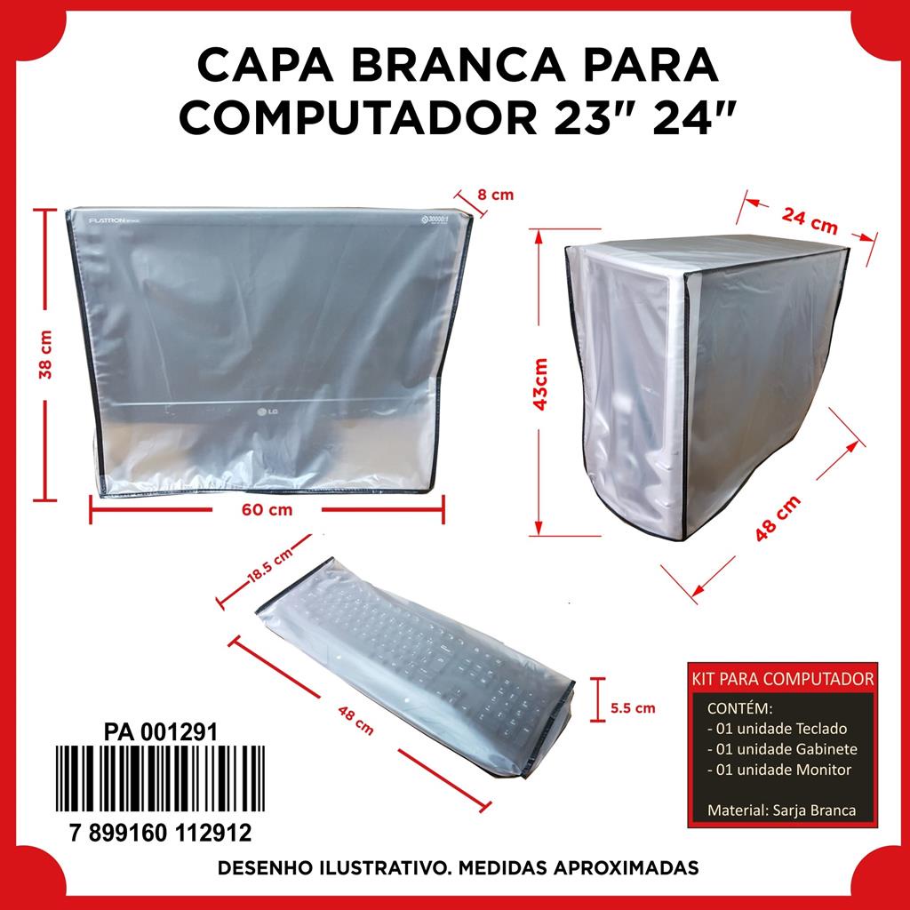 Kit Gamer Capa Transparente Para Gabinete Teclado E Monitor 23 24 ...