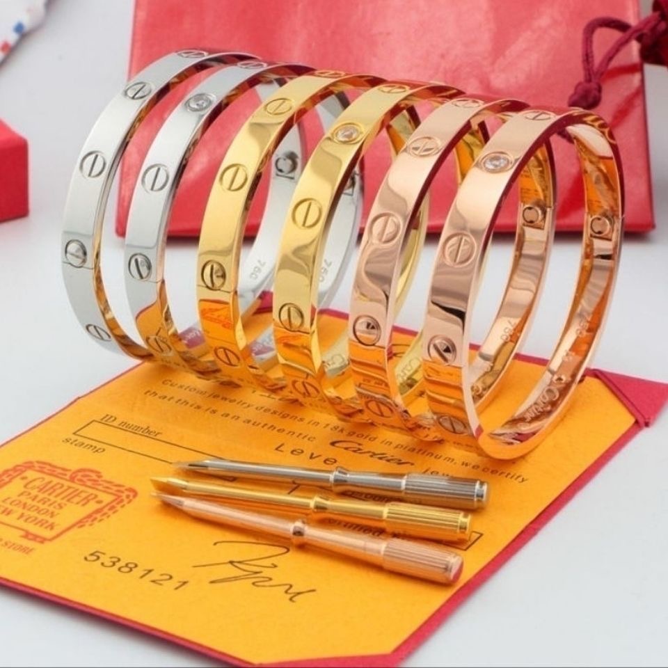 Conjunto De Pulseira De Aço Titânio Dourado Masculino/Feminino De Três ...