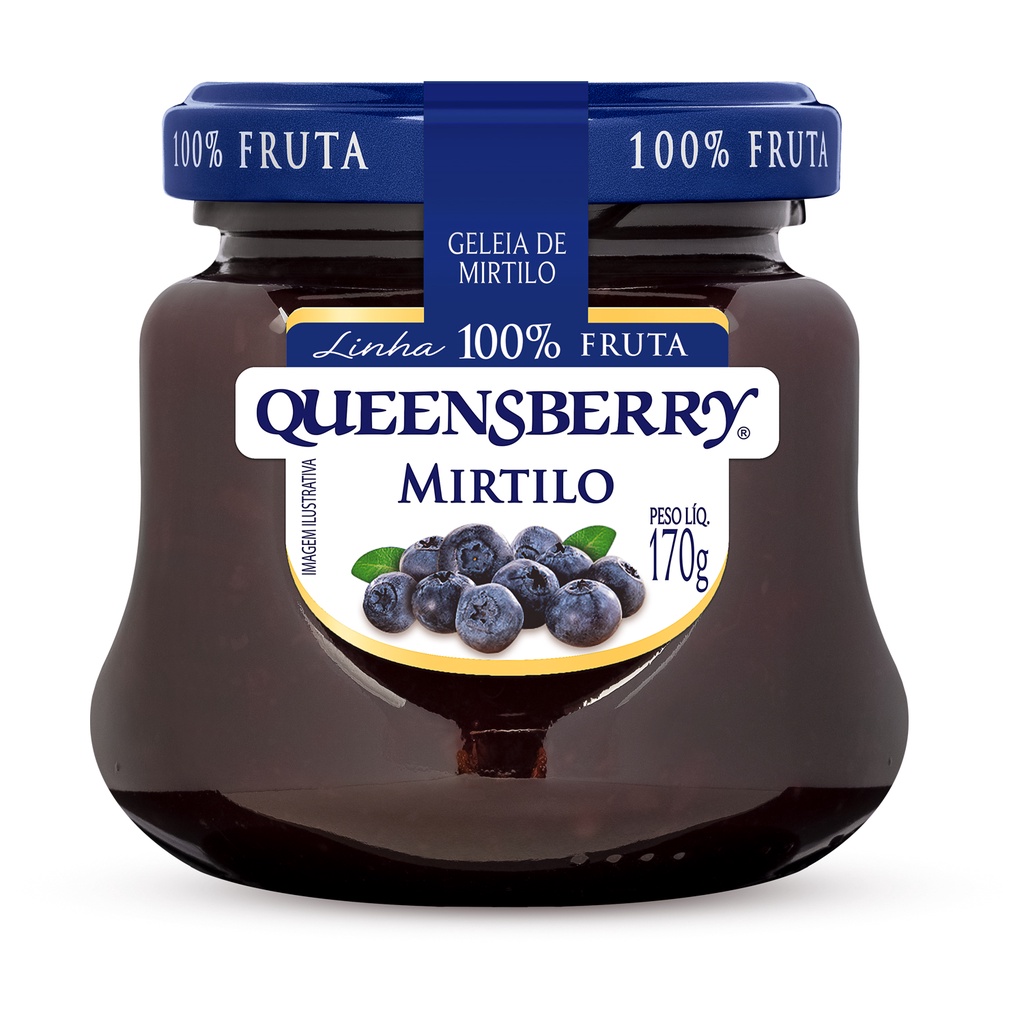 Geleia 100% fruta sabor mirtilo 170 gramas Queensberry | Shopee Brasil