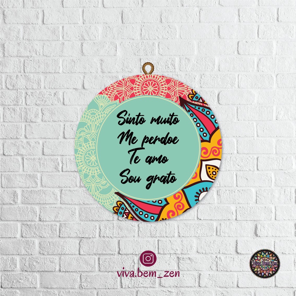 Placa Decorativa em MDF Ho'oponopono Sinto Muito Me Perdoe Te Amo Sou Grato Espessura 3mm ...