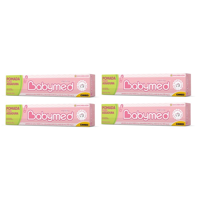 Kit 4 unidades Babymed Rosa Pomada para assaduras 45g | Shopee Brasil