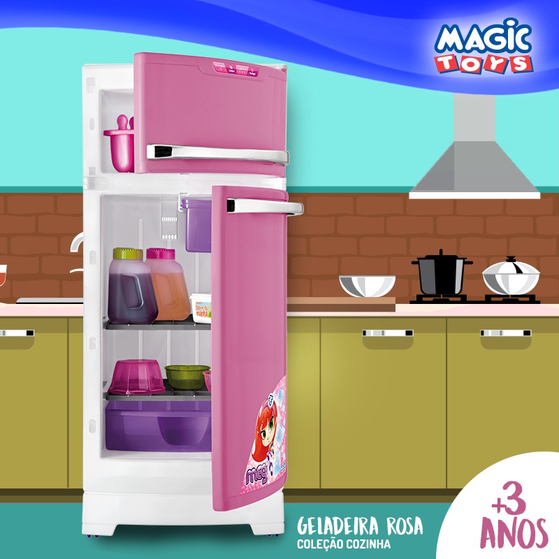 Geladeira infantil Rosa Magic Toys - Altura - 61,4cm Geladeira de ...