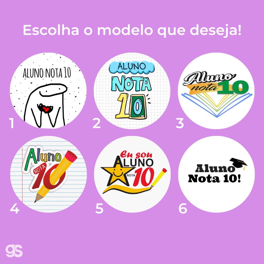 Bottons/Broches 4,5cm Personalizados Aluno Nota 10 | Shopee Brasil