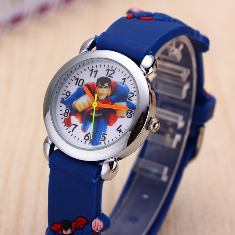 Rel Gios De Quartzo Infantil De Silicone Para Meninos Rel Gio De Pulso Superman Para Presente ...