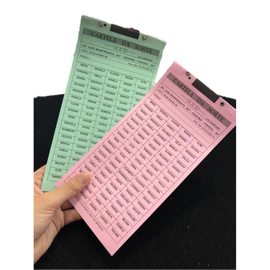 Kit com 2 Cartelas de RIFA com 200 nomes e 150 Cartela da Sorte | Shopee Brasil