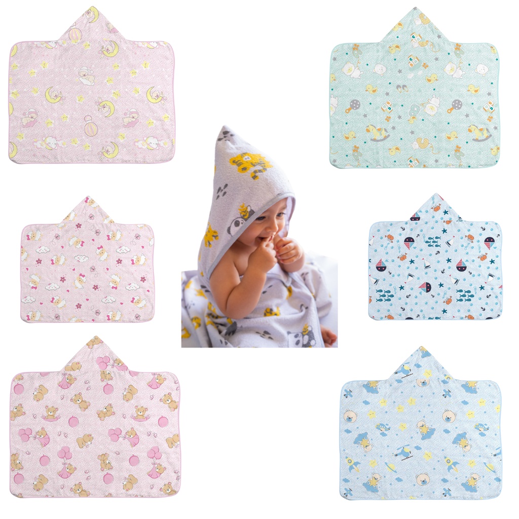 Toalha Banho de banho bebê com capuz 70x90 100% algodão enxoval de bebe ...