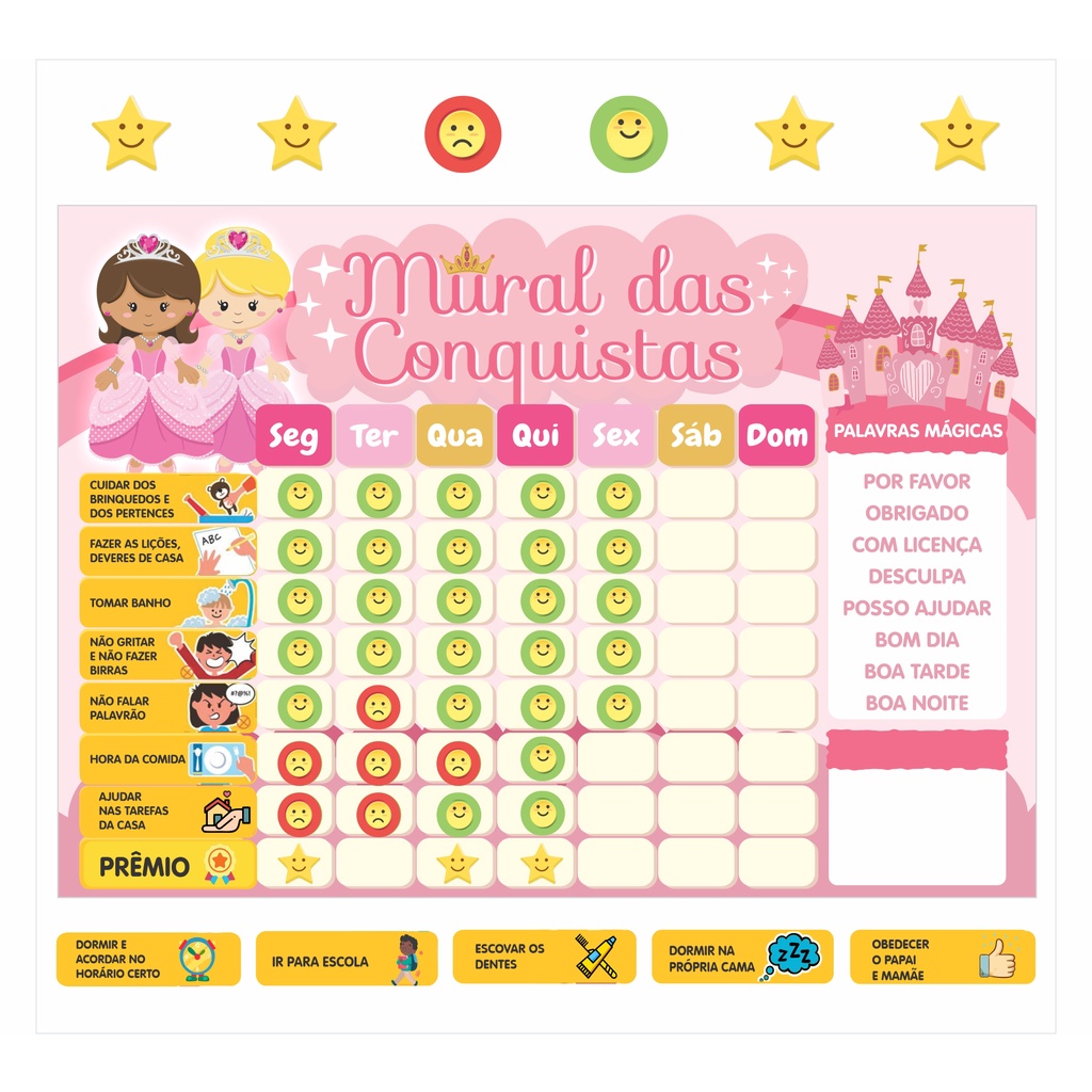 QUADRO DE ROTINA DIARIA CRIANÇA INCENTIVO INFANTIL DE TAREFAS COM IMÃ ...