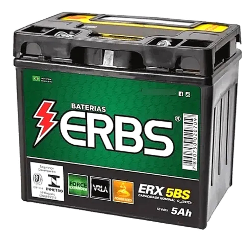 Bateria Selada Erbs 5ah Erx5bs Ytx5lbs Cg 125 150 Fan Ybr | Shopee Brasil