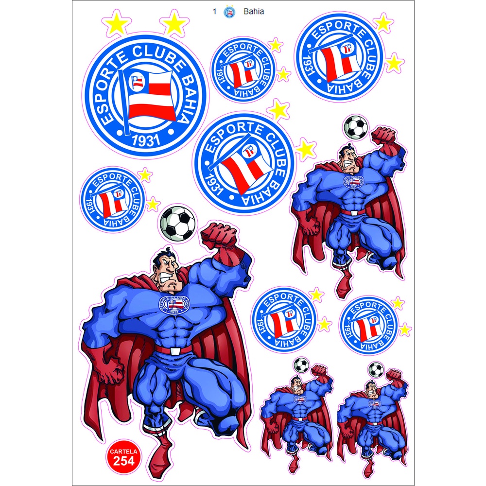 Cartela 254 de Adesivos de Times de Futebol Tuning Individual Stickers ...
