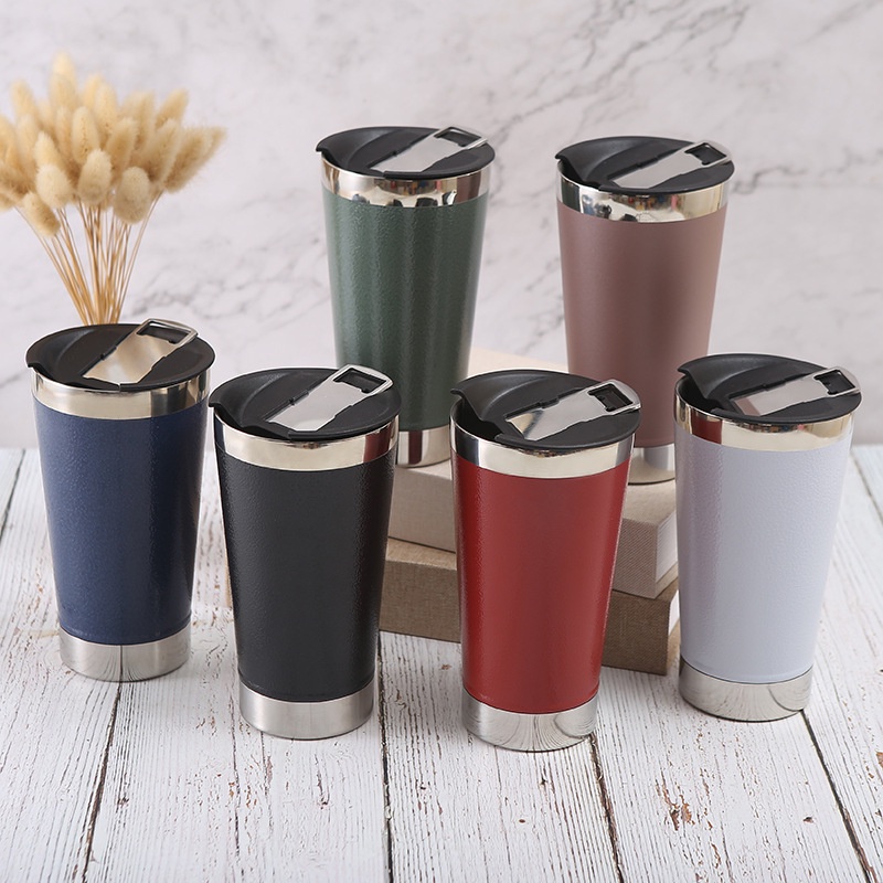 Copo Térmico com Tampa Cerveja Café Inox 510ml - Sem Logomarca | Shopee ...