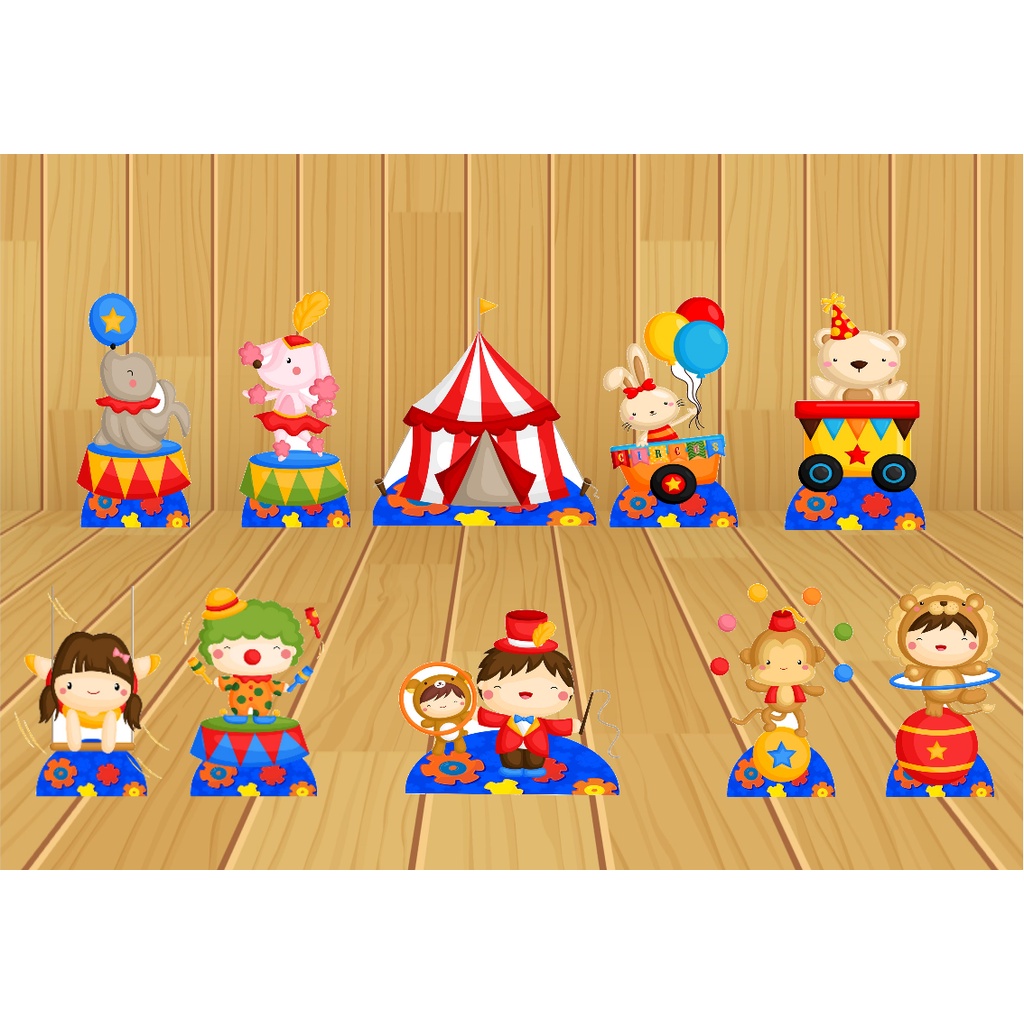 FESTA NO CIRCO BABY KIT COM 10 DISPLAY DE 20 CM | Shopee Brasil