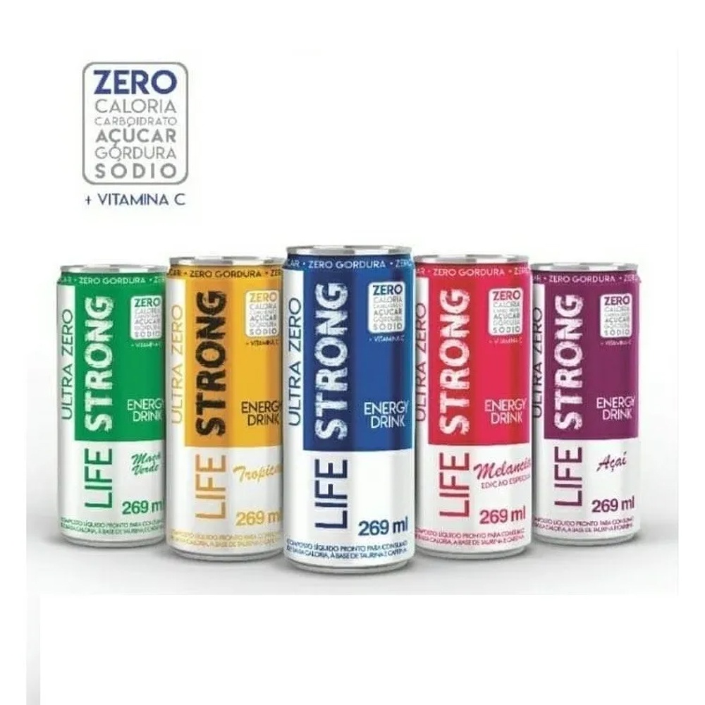 25x Energético Life Strong Ultra Zero 269ml (5 Sabores de cada ...