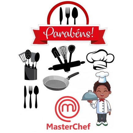 Topo De Bolo MASTERCHEF Cortado Colado Personalizado | Shopee Brasil