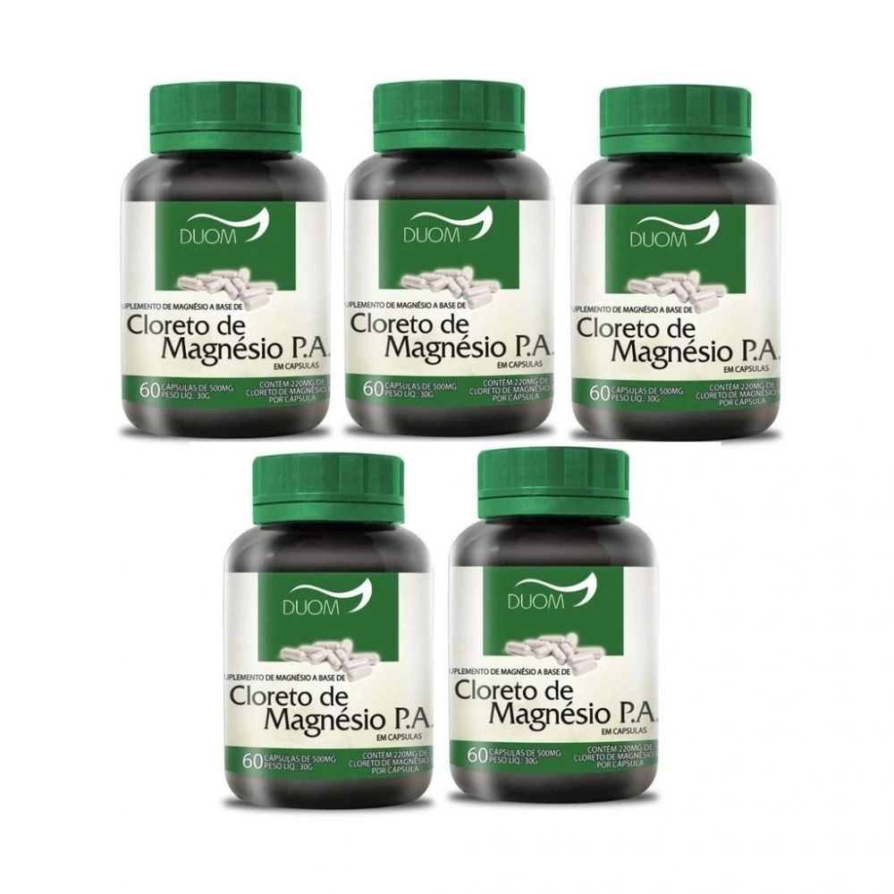 Kit C/5 Duom Original - Cloreto de Magnésio P.a C/60 Cáps | Shopee Brasil
