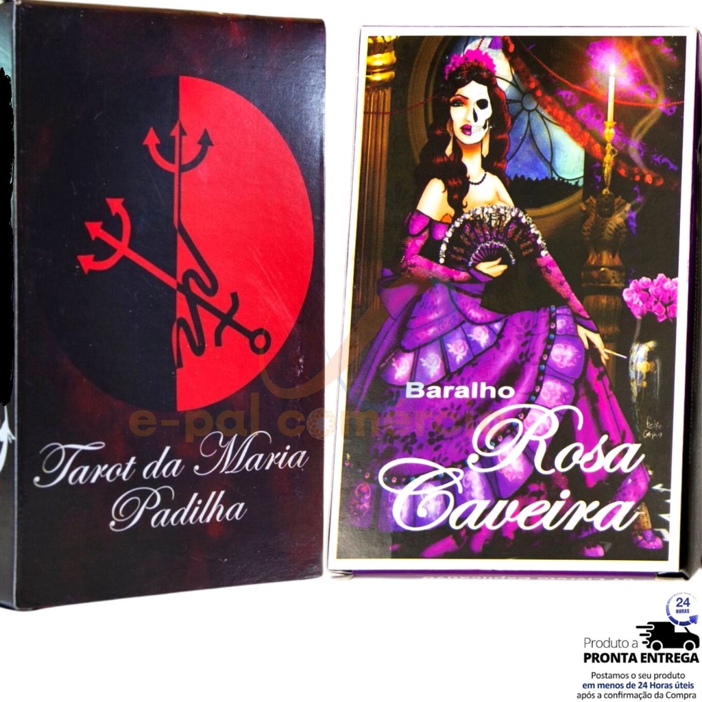 Kit Tarot Maria Padilha e Baralho Rosa Caveira 36 Cartas Oráculo Cigano Umbanda Candomblé ...