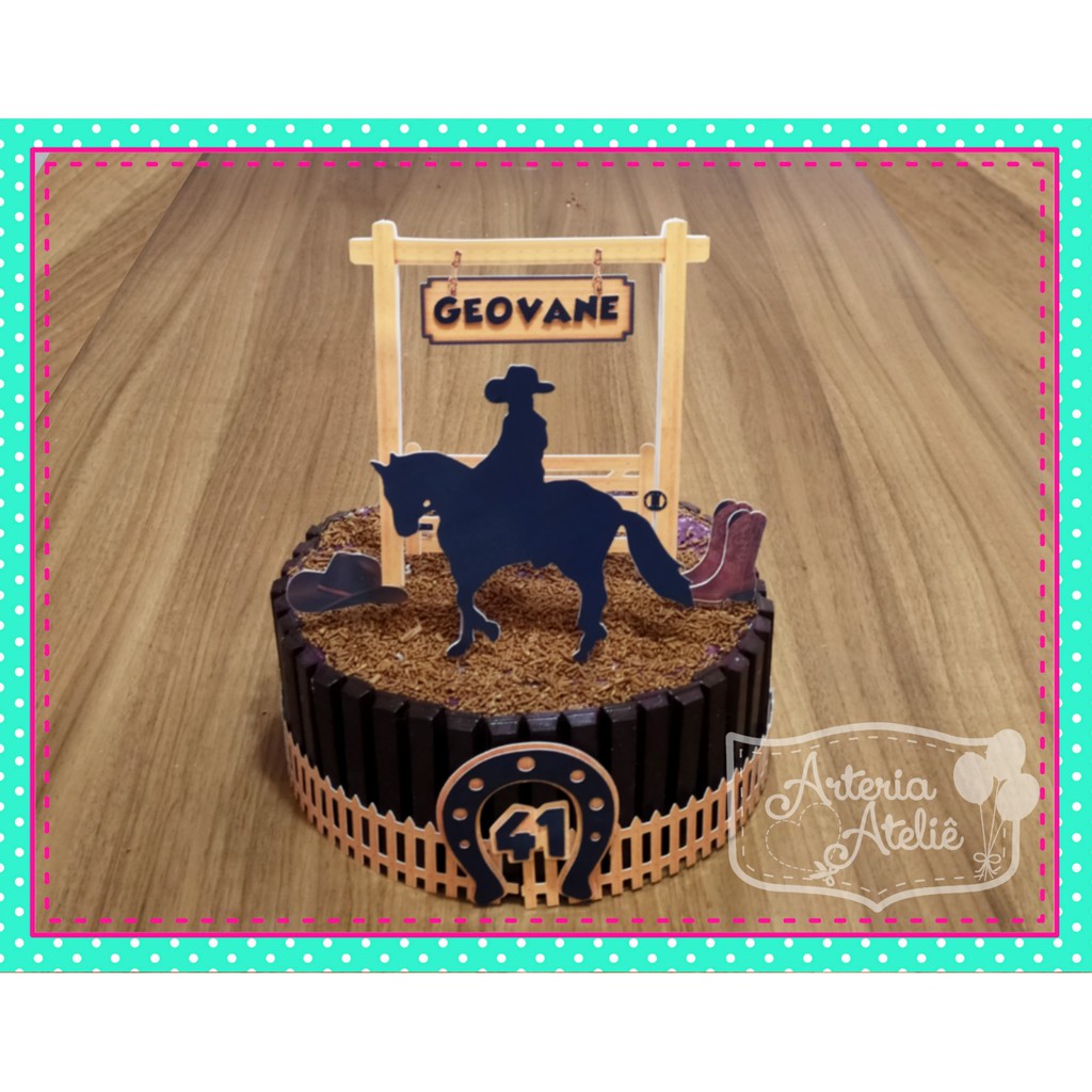 Topo Toper de Bolo Tag Aplique Peão de Boiadeiro Fazendeiro Muladeiro ...