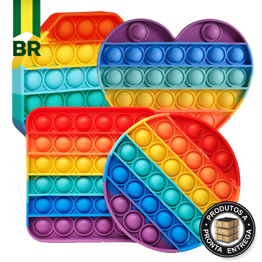 Fidget Toy Pop it Push Pop Rainbow Brinquedo Empurre Bolha Antiestresse ...
