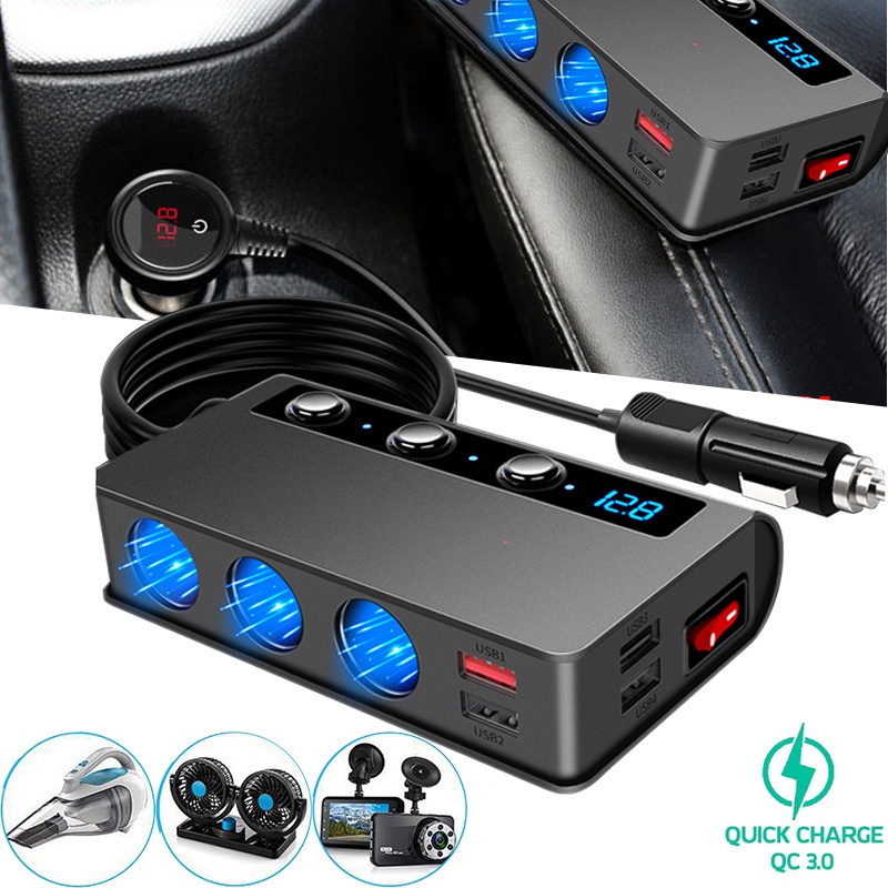 Distribuidor de carro com fonte de alimentação DC 12V / 24V 3 soquete ...