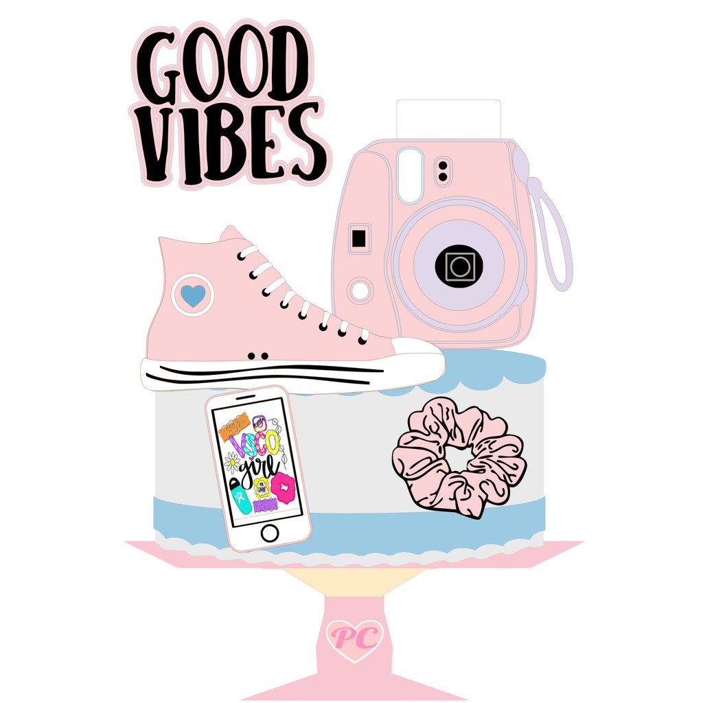 Topo / Topper de bolo Personalizado - Tema Good Vibes | Shopee Brasil