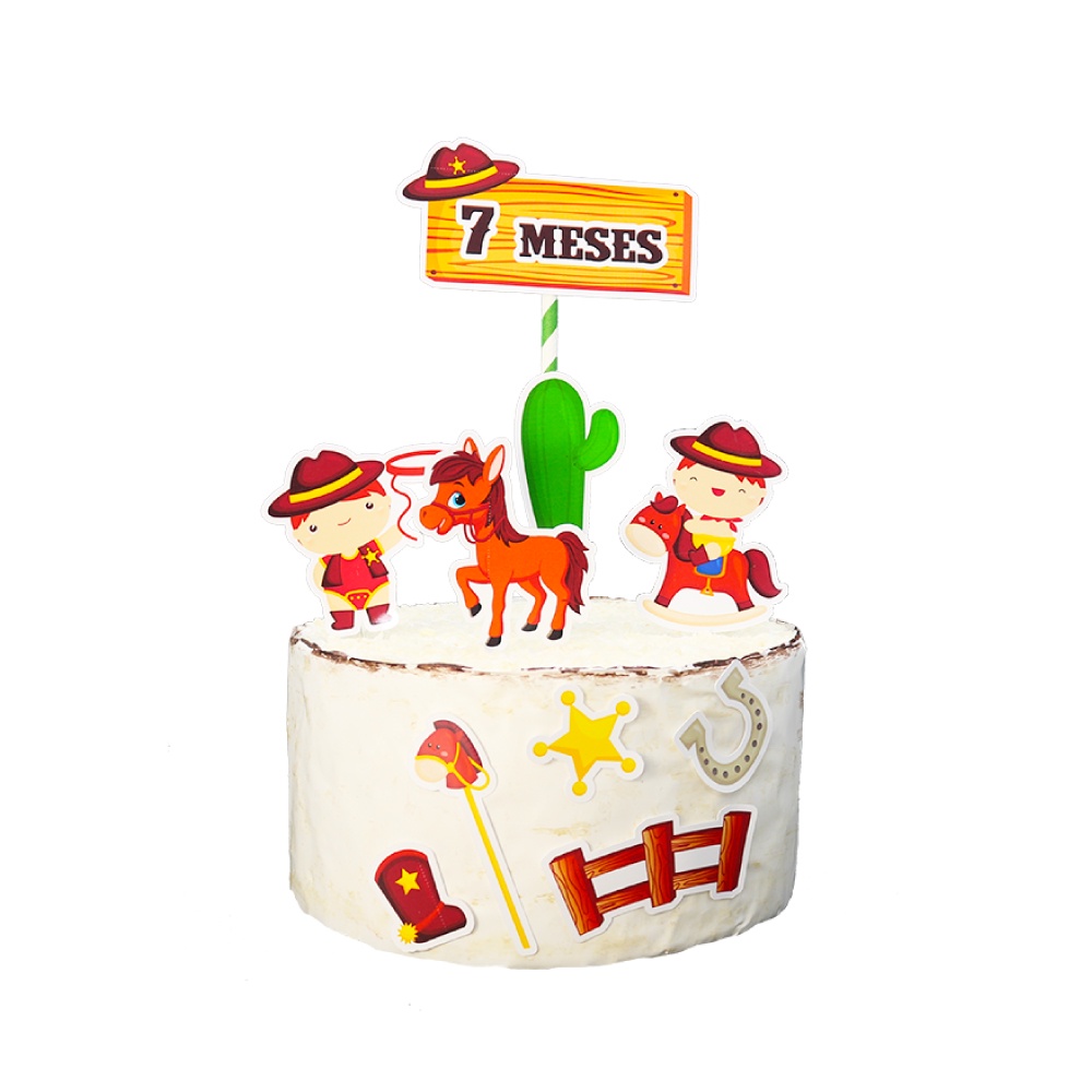 Topper de Bolo Mesversário 7 Meses Cowboy Baby | Shopee Brasil