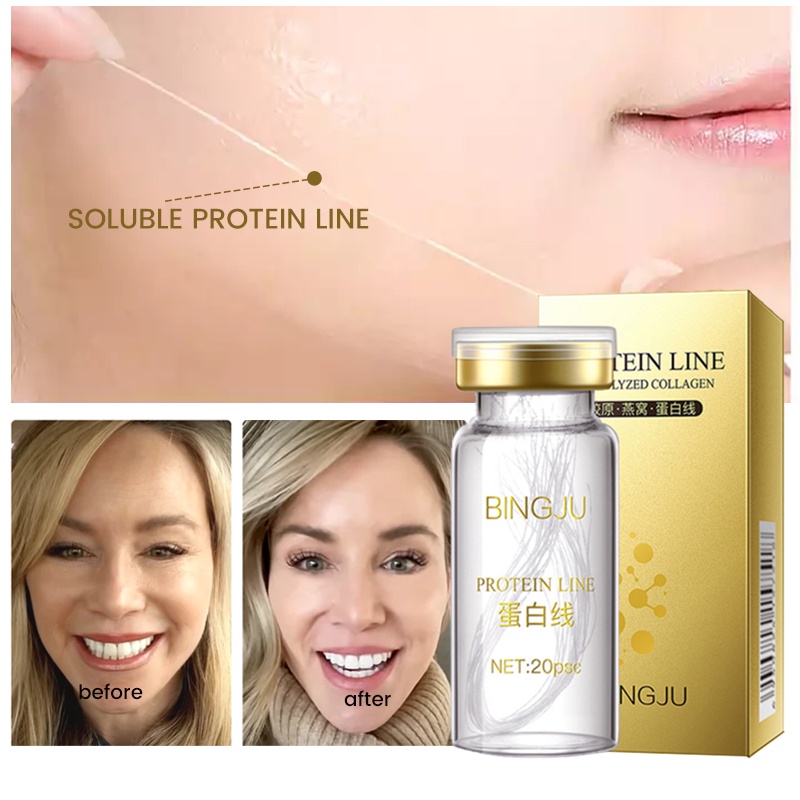 10 Garrafa Golden Protein Thread Collagen Plump Linha De Fibroína De ...