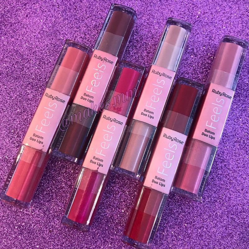 batom duplo liquido Ruby rose matte e metalizado | Shopee Brasil