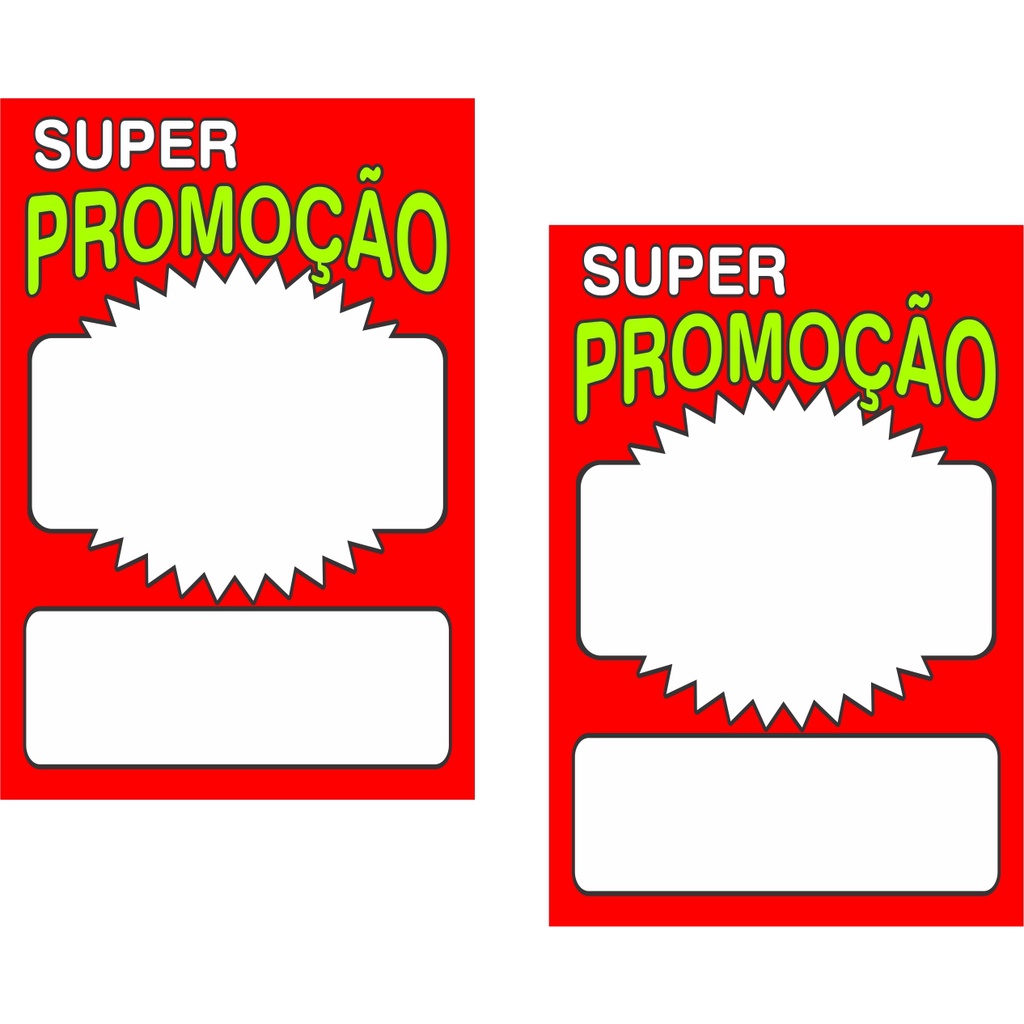 12 Placas de Preço em PVC Reutilizável, 17,0 x 25,0 cm, Cartaz Super ...