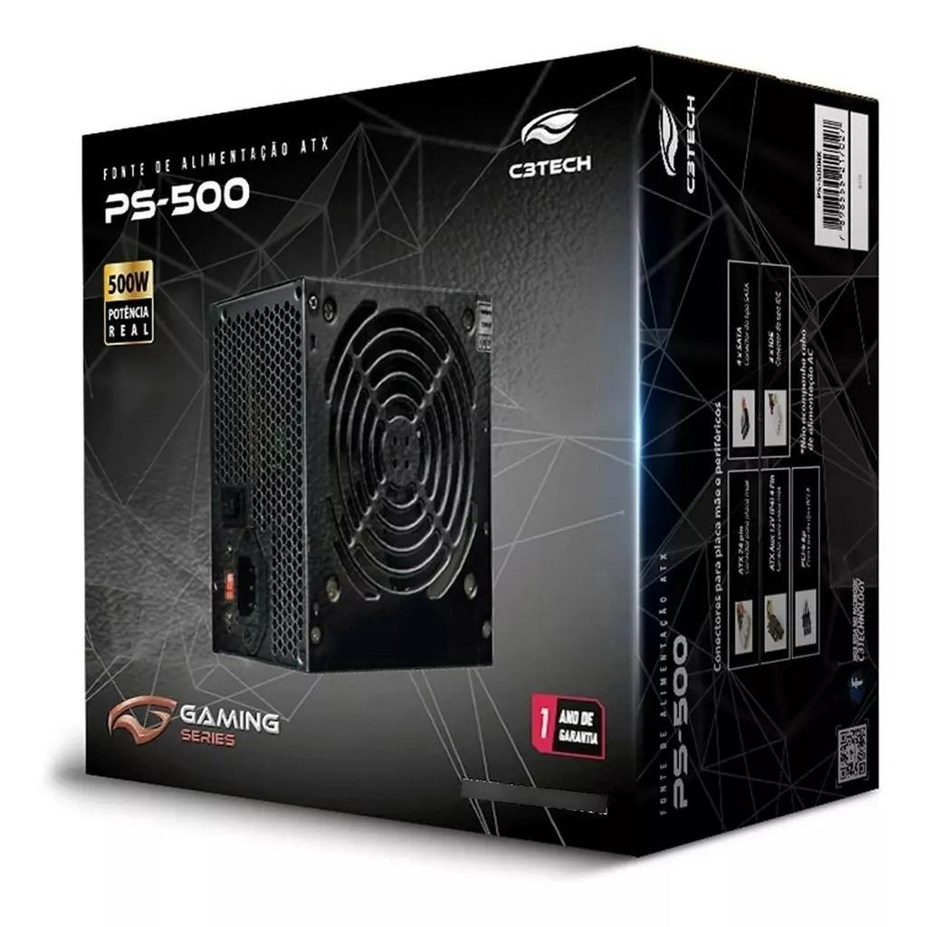 Fonte Real 500w P/ Pc 110v/220v Silenciosa Preta #promoção | Shopee Brasil