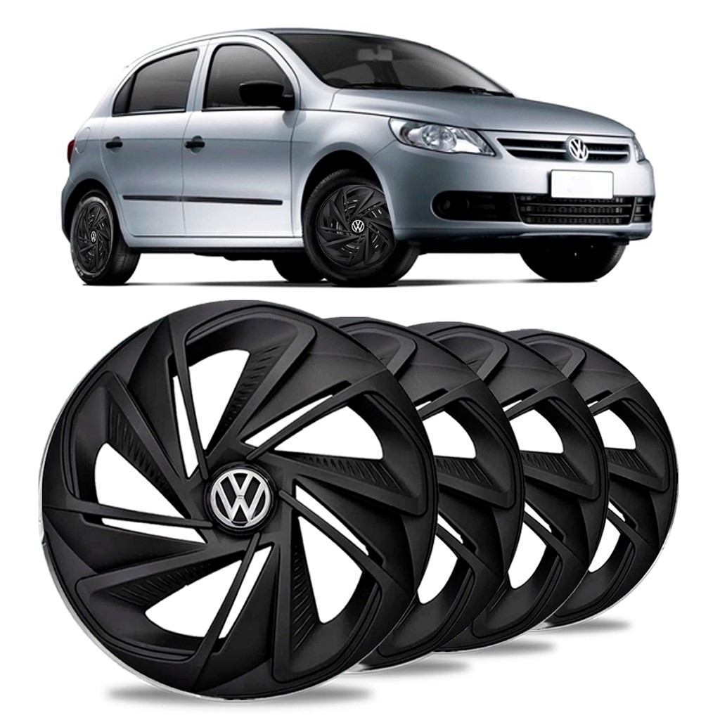 Jogo 4 Calotas Nitro Aro 14 Preta Fosca Vw Gol G1 G2 G3 G4 G5 | Shopee Brasil