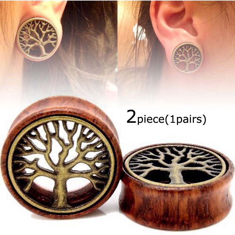 2 Pedaço Árvore Da Vida Madeira Túnel Duplo Flared 8-20mm | Shopee Brasil