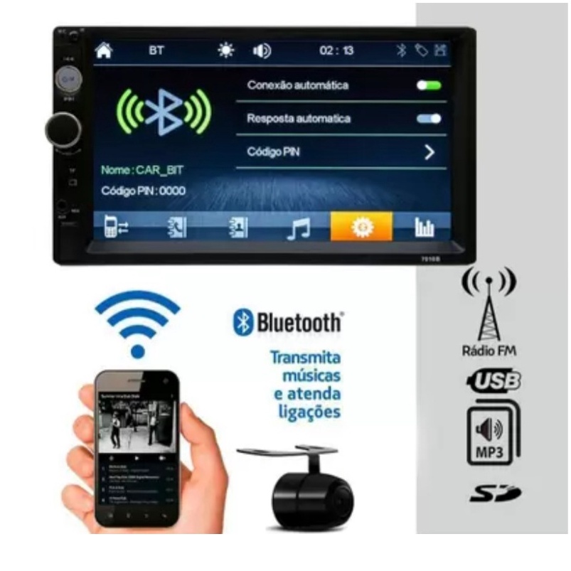 Kit central multimídia MP5 2 din espelhamento android/ios Onix/ Spin/ Cobalt / Prisma ( ATÉ 2020 ...