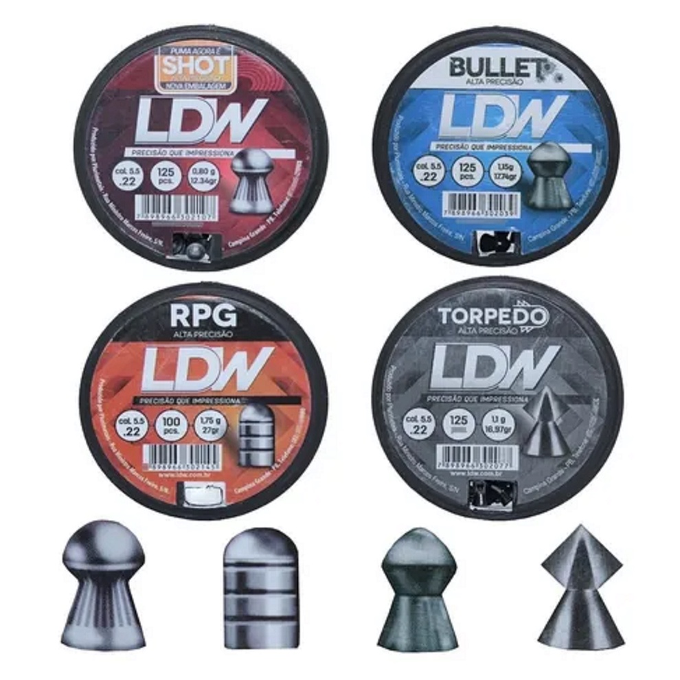 Kit C/475 LDW - 4 Modelos - Shot - Bullet - RPG - Torpedo 5.5mm ...