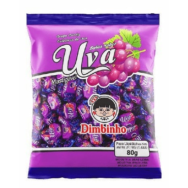 Bala Dimbinho sabor Uva 80g | Shopee Brasil