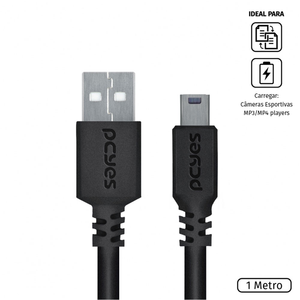 Cabo Usb A 2.0 Para Mini Usb B 1 Metro Bi-direcional - Pcyes | Shopee ...