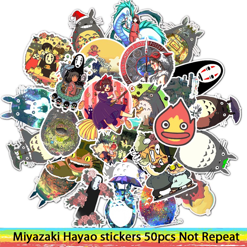 50PCS Miyazaki Hayao Cartoon Waterproof Sticker Skateboarding Snowboard ...