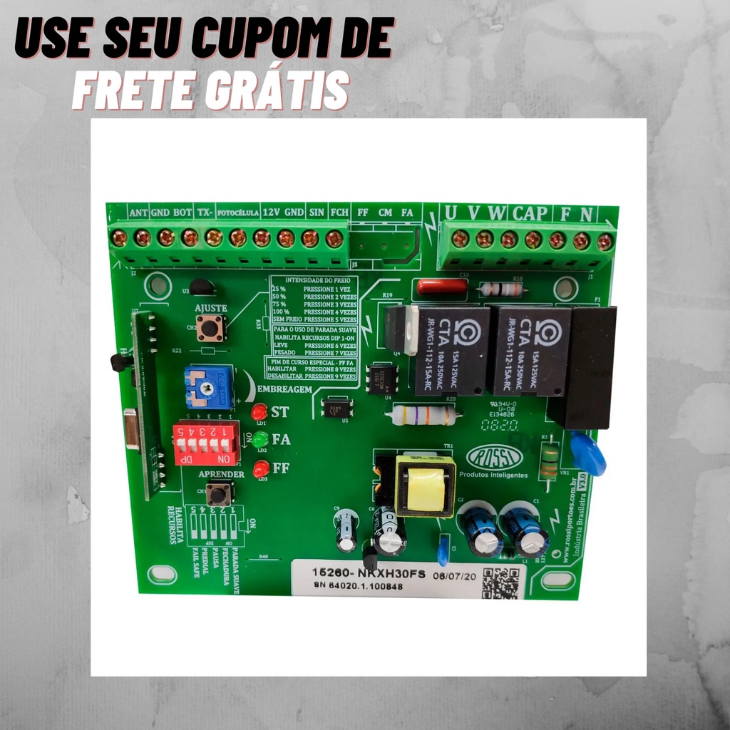 Placa Central de Comando para Motor de Portão Inter Dig Rossi CM NKXH30 ... Placa Central de Comando para Motor de Portão Inter Dig Rossi CM NKXH30 ...