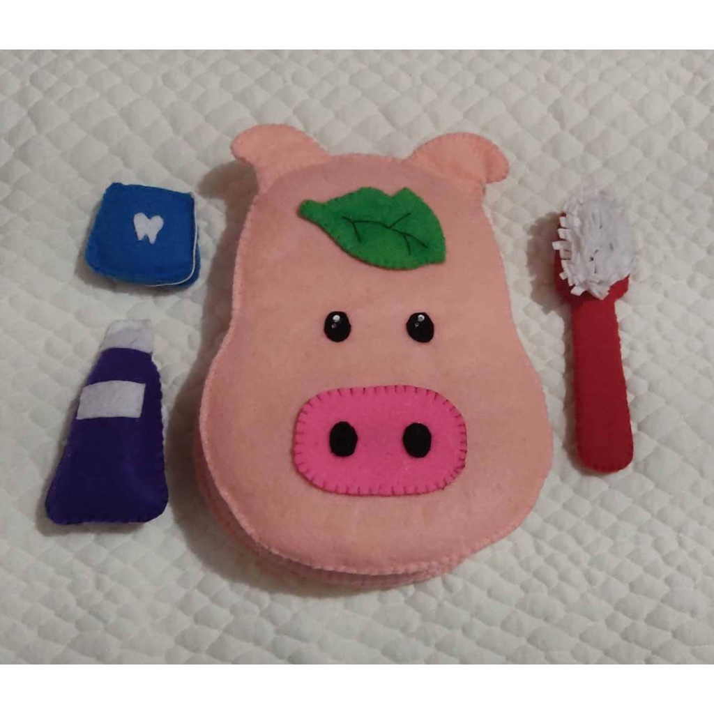 Kit Boca Lúdica Porco RoRoDollsOficial (Fantoche + Escova + Pasta + Fio ...