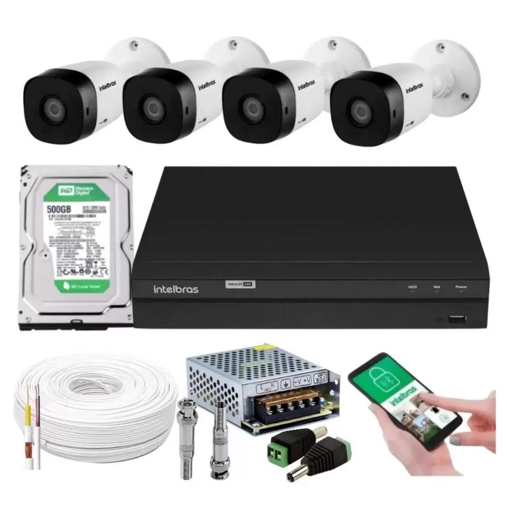 Kit 4 Camera de Seguranca Intelbras Bullet vhl 1120b Externa Dvr 4 ...